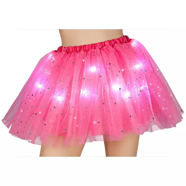Sparkle Light Up 80's Retro Neon Pink Fishnet Tutu 3 layer – Festival ...